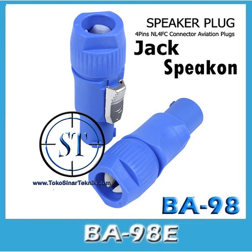 Jual BA-98E Jack Spikon Biru Pendek Speakon Spicon Male Box Speaker ...