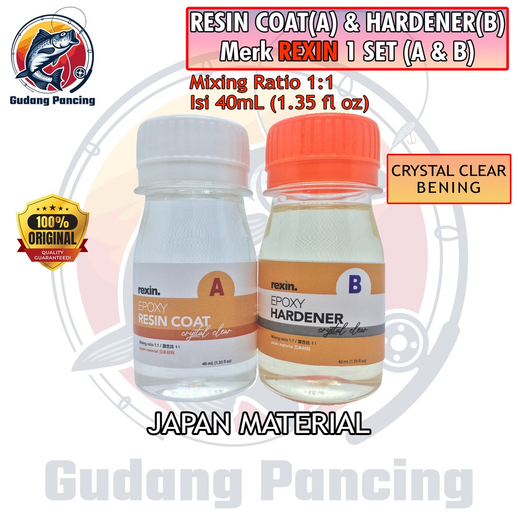 Jual REXIN Paket Resin Epoxy Coat & Hardener isi 40ml warna Crystal ...