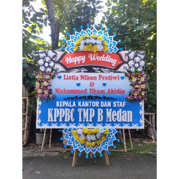 Jual karangan bunga pati/happy wedding | Shopee Indonesia