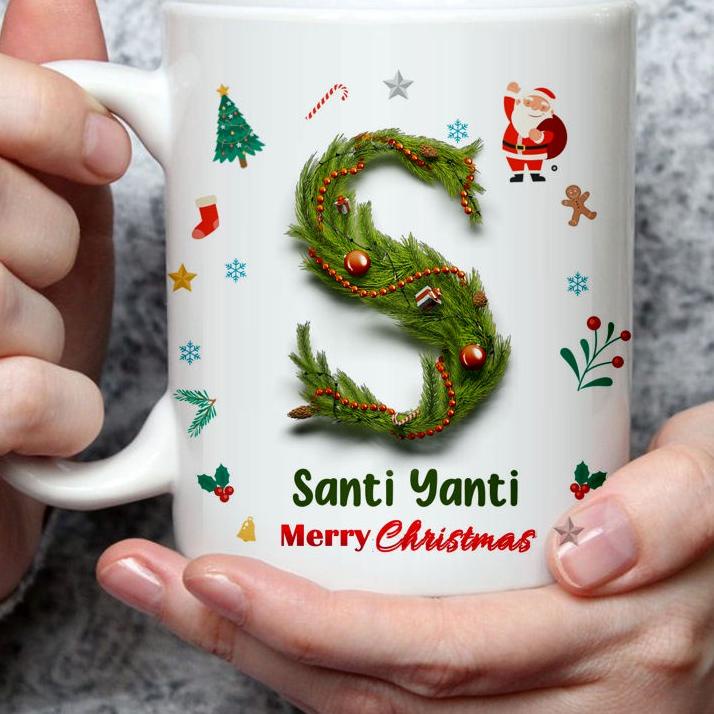 Jual MUG NATAL INISIAL NAMA / MUG INISIAL NAMA CHRISTMAS / MUG HURUF ...