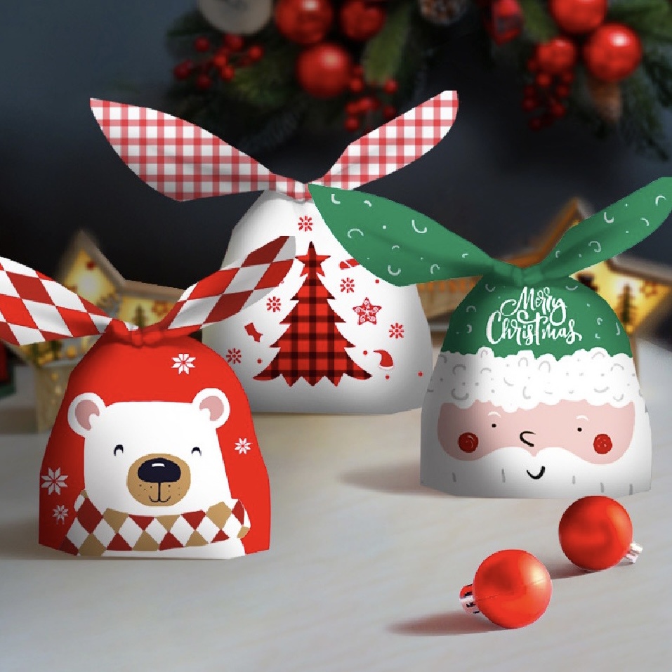 Jual 5 PCS TIED SNACK BAG CANDY PERMEN PLASTIK CHRISTMAS PACKAGING ...