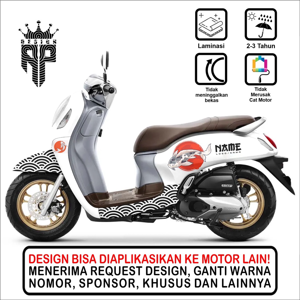 Jual Sticker Decal Scoopy stiker custom nama free design desain Fi Full ...