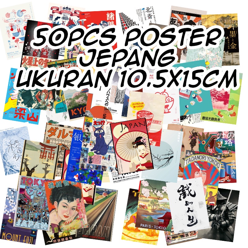Jual (50lembar) Poster Dinding gambar budaya jepang poster collage ...