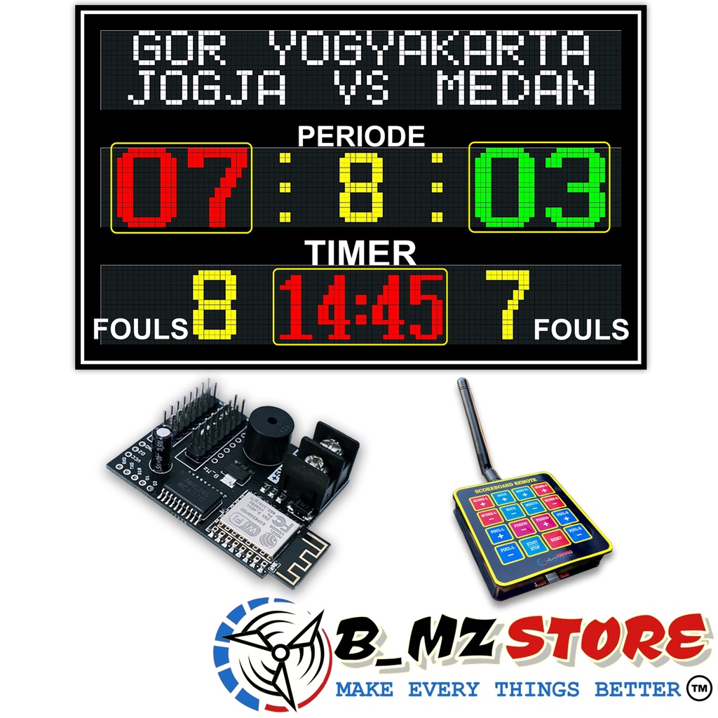 Jual Kontroller Papan Skor Bola Futsal 3x3 Panel P10 Wireless Score ...