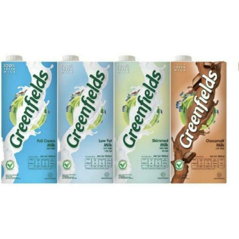 Jual Greenfields Susu UHT Skimmed Low fat Full Cream Choco Malt Coklat Milk 1000 ml | Shopee ...