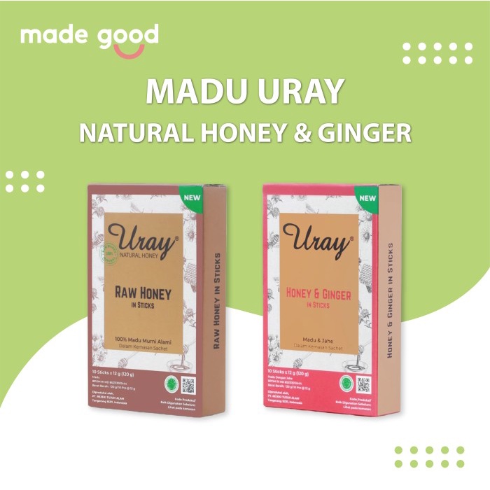Jual Madu Uray Natural Honey & Ginger SACHET - 100% Madu Asli - 120 ...