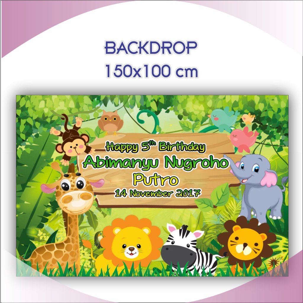 Jual Banner backdrop spanduk ulang tahun anak tema zoo animal wild ...