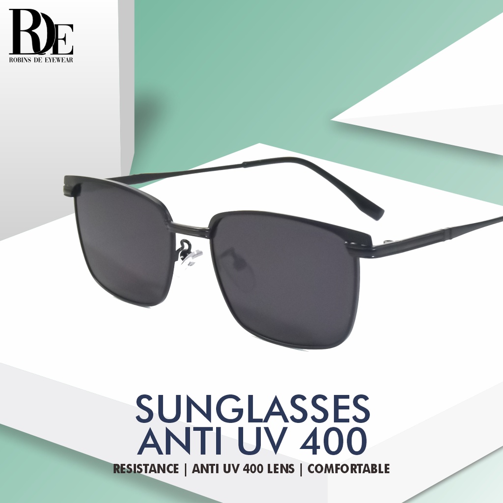 Jual Robins Kacamata Hitam Anti Radiasi Uv 400 Sunglasses Kotak Fashion Pria Wanita 80-672 ...