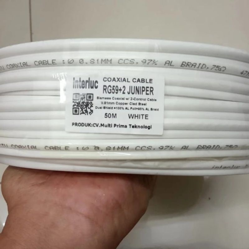 Jual Promo Kabel CCTV RG59 RG59P Putih 50M 50 METER EDGE 1 Roll Coaxial ...