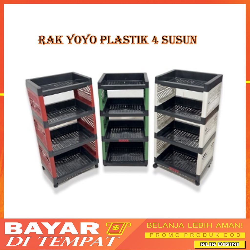 Jual Rak Yoyo Plastik 4 Susun Rak serbaguna 4 Tingkat Roda | Shopee ...