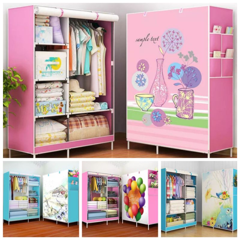 Jual R-07 Multifunction Wardrobe With Cover / Lemari Pakaian Portable ...