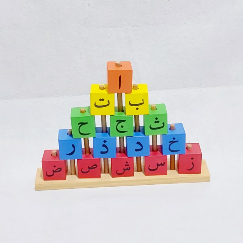 Jual edukasianakpintar_indonesia - Mainan edukasi kayu - Piramid Huruf ...