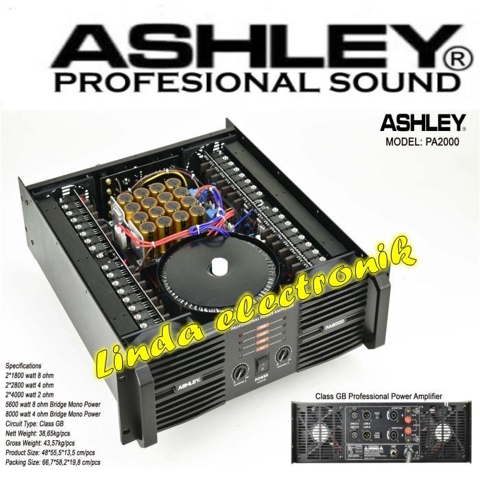 Jual power amplifier ashley pa 2000 / pa2000 class GB 3600 watt ...