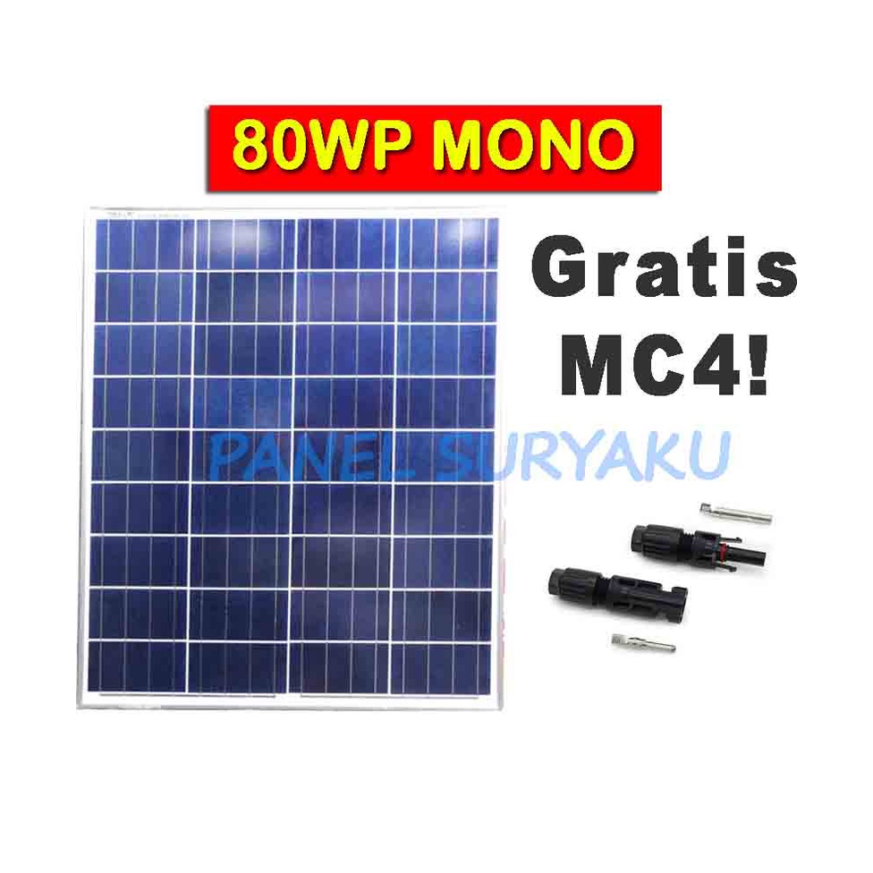 Jual Panel Surya 80wp Poly Solar Panel 80wp Monorystalline Free MC4 ...