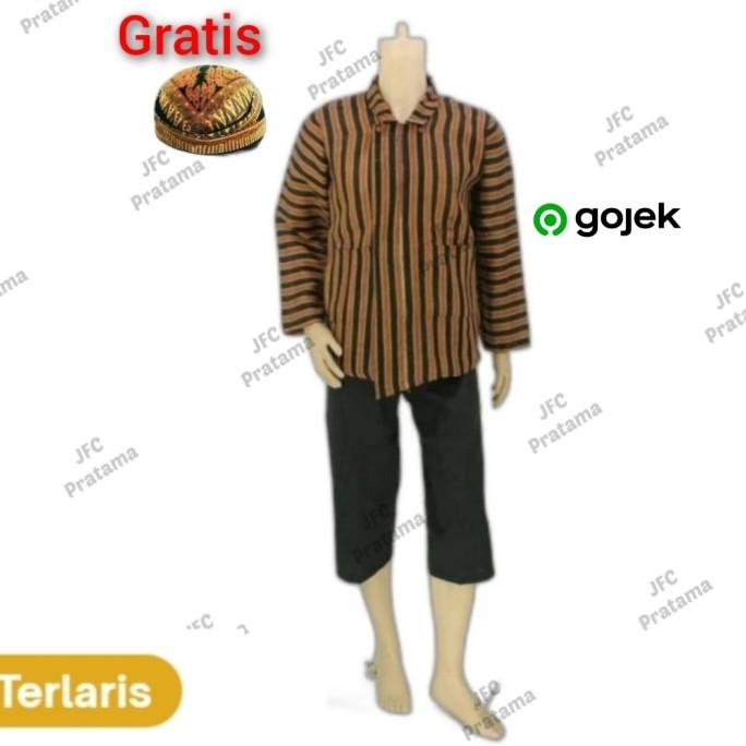 Jual Baju Surjan Lurik + Celana + Blangkon Pakaian Adat Jawa | Shopee Indonesia