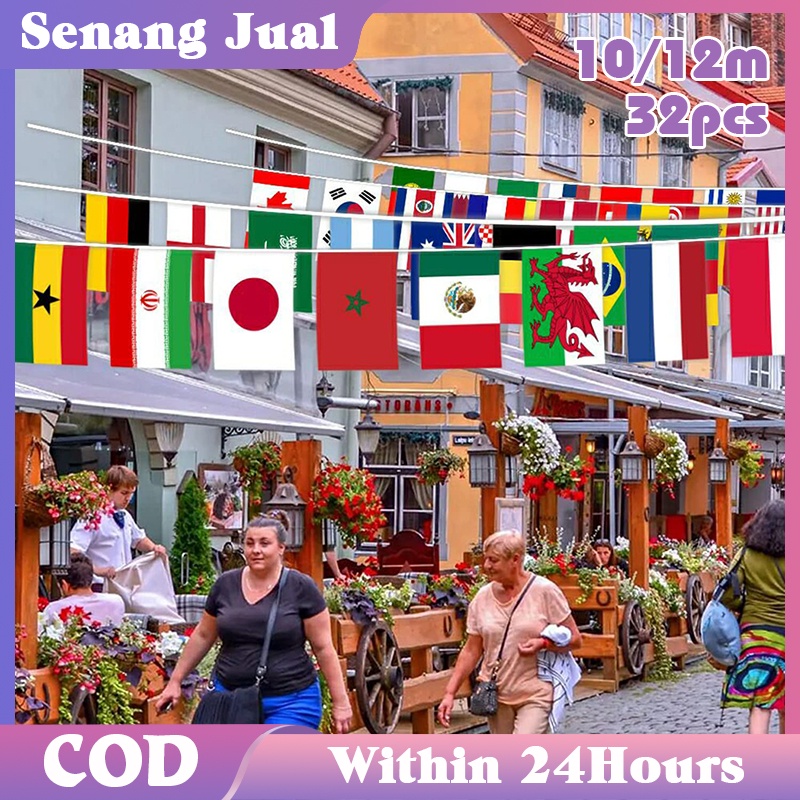Jual 10 / 12M Bendera Piala Dunia 2024 Bendera 32 Negara Peserta Indoor ...