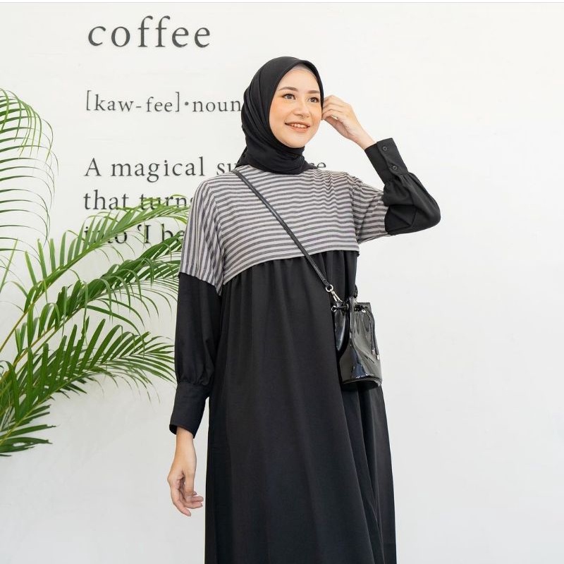 Jual Ema Daily Nuura Stripe Baju Gamis Wanita Terbaru 2022 Kekinian ...