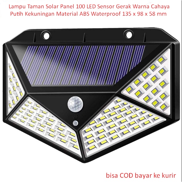 Jual Lampu Taman Solar Panel 100 LED dengan Sensor Gerak Warna Cahaya ...