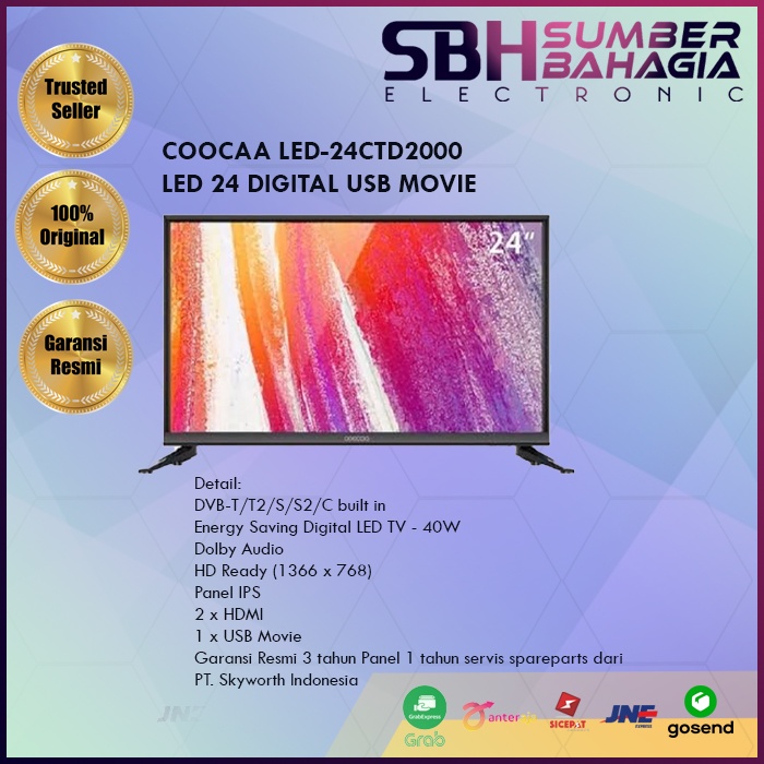 Jual COOCAA LED-24CTD2000 LED 24 DIGITAL USB MOVIE (NEW) (KHUSUS BANDUNG) | Shopee Indonesia