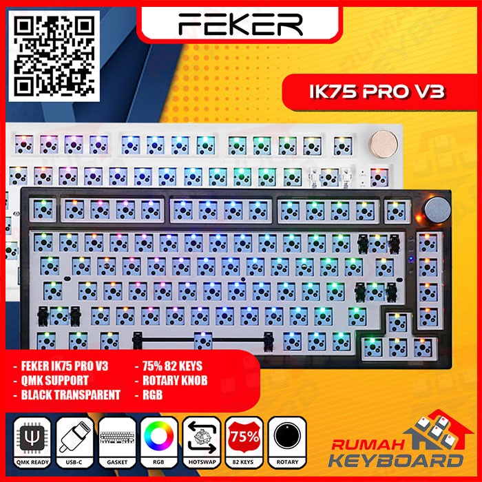 Jual MECHANICAL KEYBOARD - FEKER IK75 V3 PRO - WIRED - GASKET - QMK ...