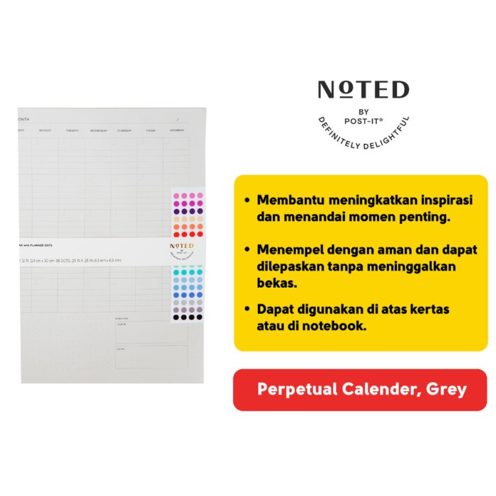 Jual 3M Noted by Post-it Perpetual Calendar & Penanda NTD-CALDOT-GY ...