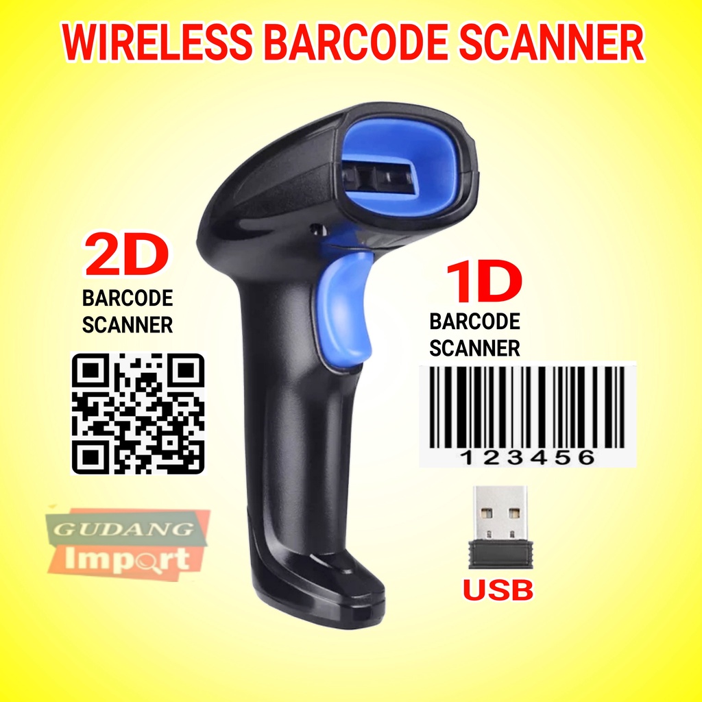 Jual BARCODE SCANNER WIRELESS 2D + USB 2.4G | Shopee Indonesia
