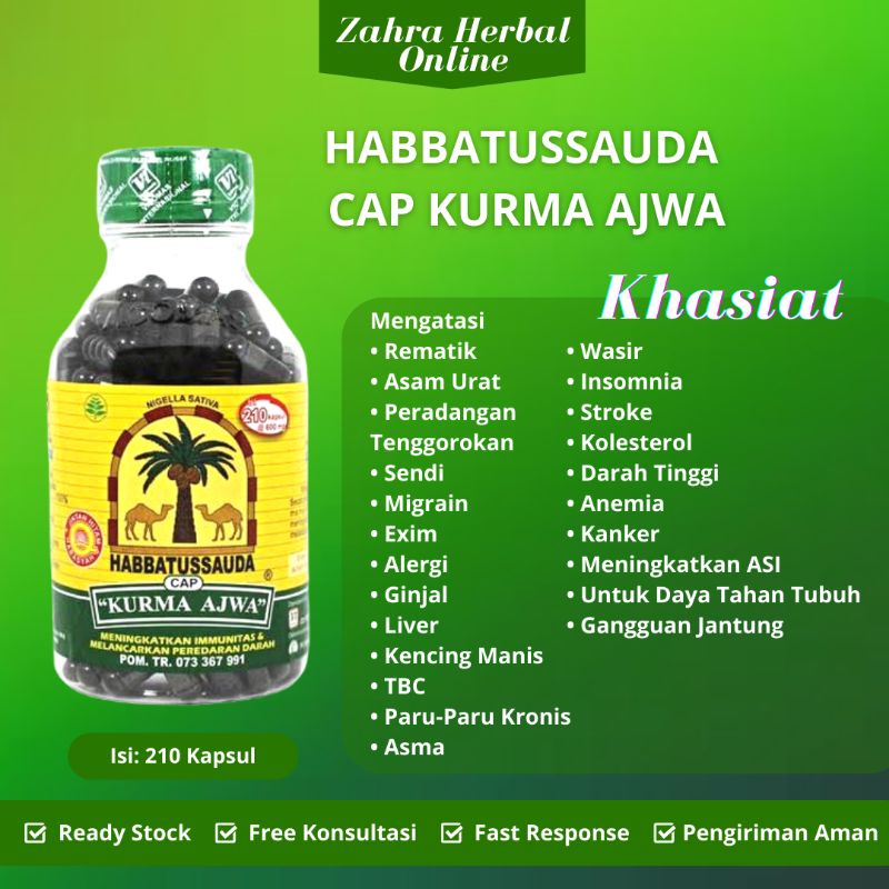 Jual Habbatussauda KURMA AJWA 210 Kapsul Suplemen Herbal Jintan Jinten ...
