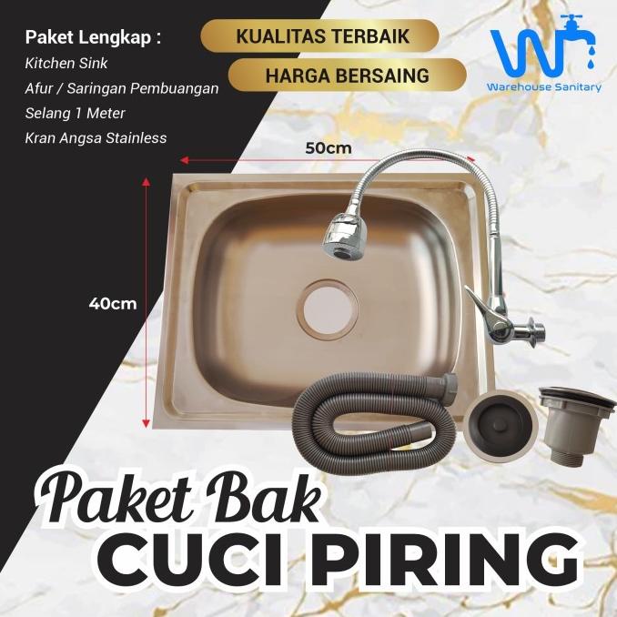 Jual Paket Bak Cuci Piring Single 50Cm X 40Cm / Kitchen Sink Stainless ...