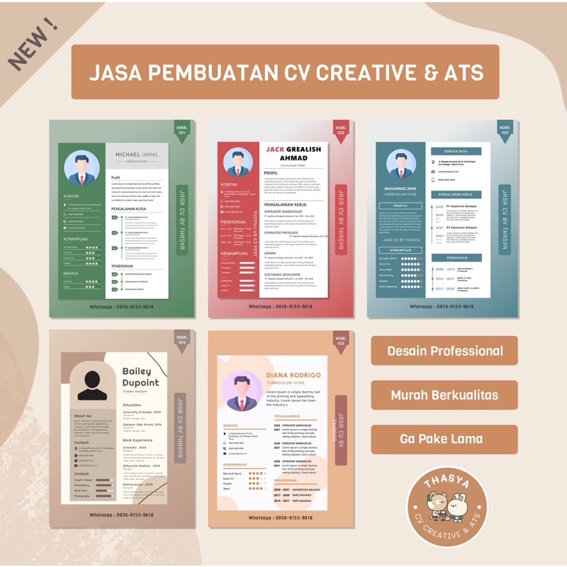 Jual Jasa Pembuatan CV Creative & ATS | Design Surat Lamaran Kerja by Thasya | Shopee Indonesia