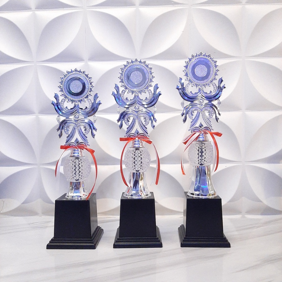 Jual Paket Trophy Piala set juara 123 tropi 276 kristal kaca trp silver ...