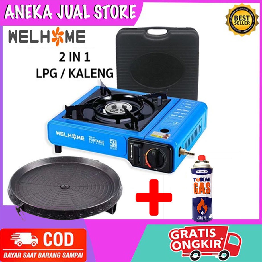 Jual PAKET BARBEQUE/BBQ SET KOMPOR PORTABLE WELHOME+BULGOGI BULAT+GAS 1 ...