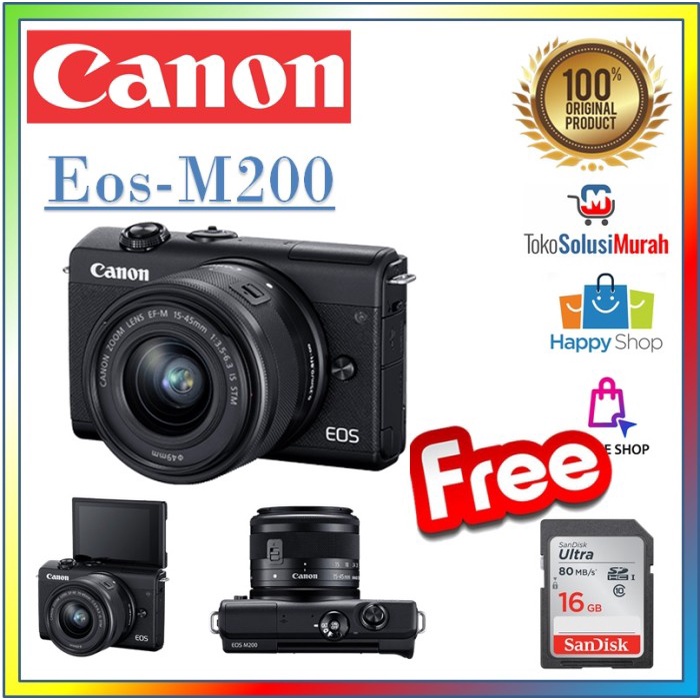 Jual Adapter Kamera Canon Eos M200 Black With Lens Ef-M15-45Mm | Shopee ...