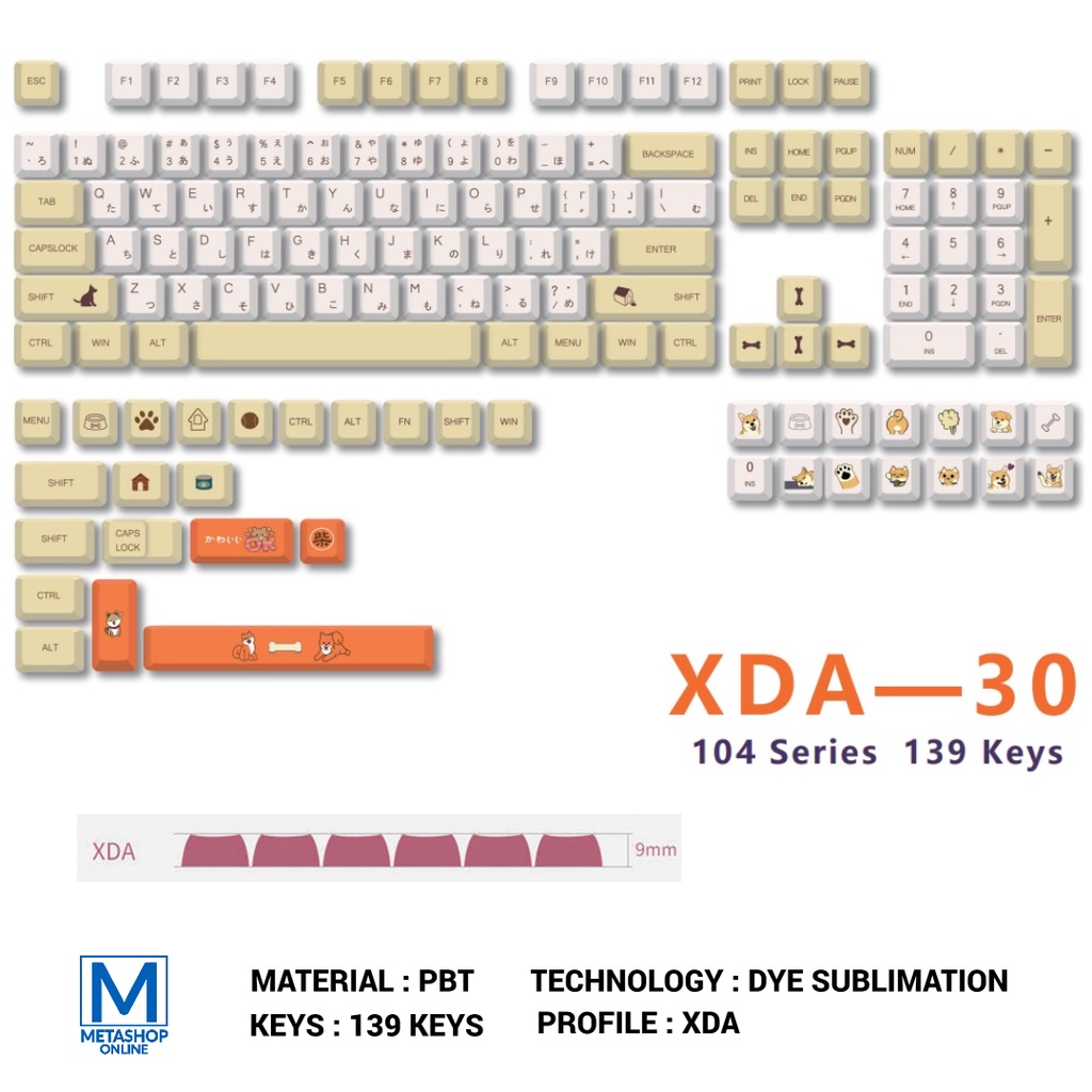 Jual Keycaps PBT XDA Profile Dye Sublimation Sub Set Mechanical ...