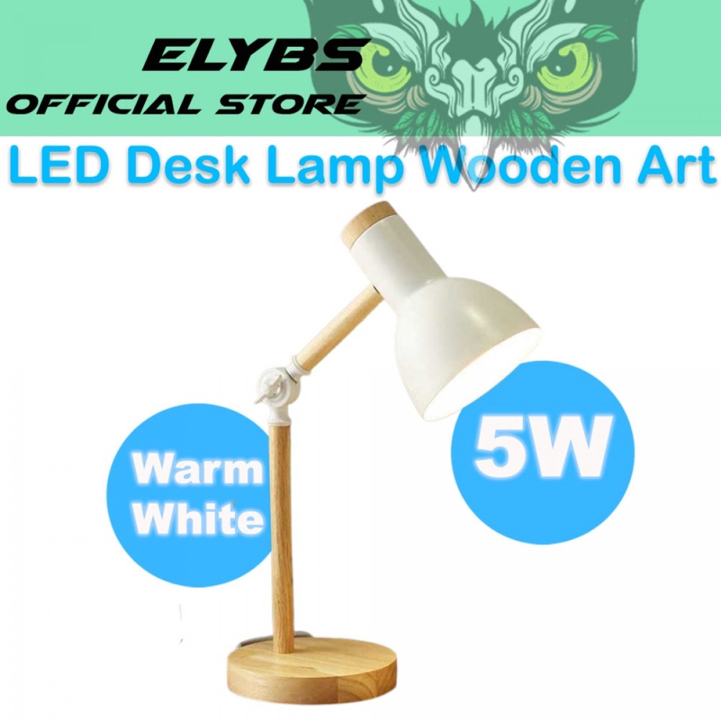 Jual Lampu Meja Baca Belajar LED Desk Lamp Nordic Wooden 5W Warm White ...