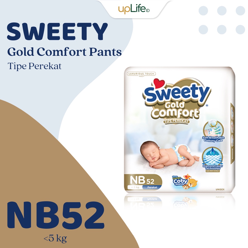 Jual Sweety Gold Comfort Popok Perekat Newborn NB 52 / NB52 | Shopee ...