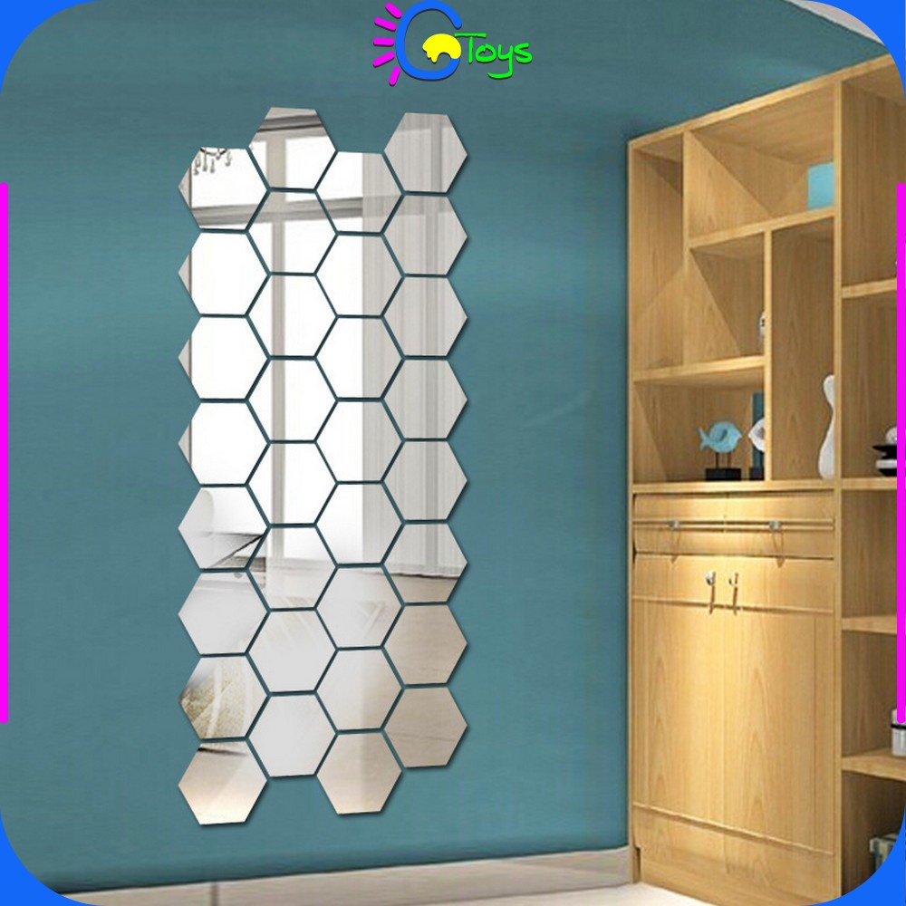 Jual CR-K97 Stiker Cermin Rias Hexagonal Dinding Tempel Anti Pecah ...