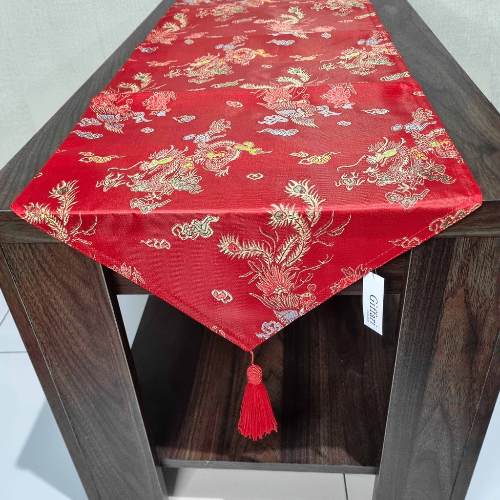 Jual Taplak Meja Tamu Imlek Motif Naga & Burung Hong / Table Runner ...