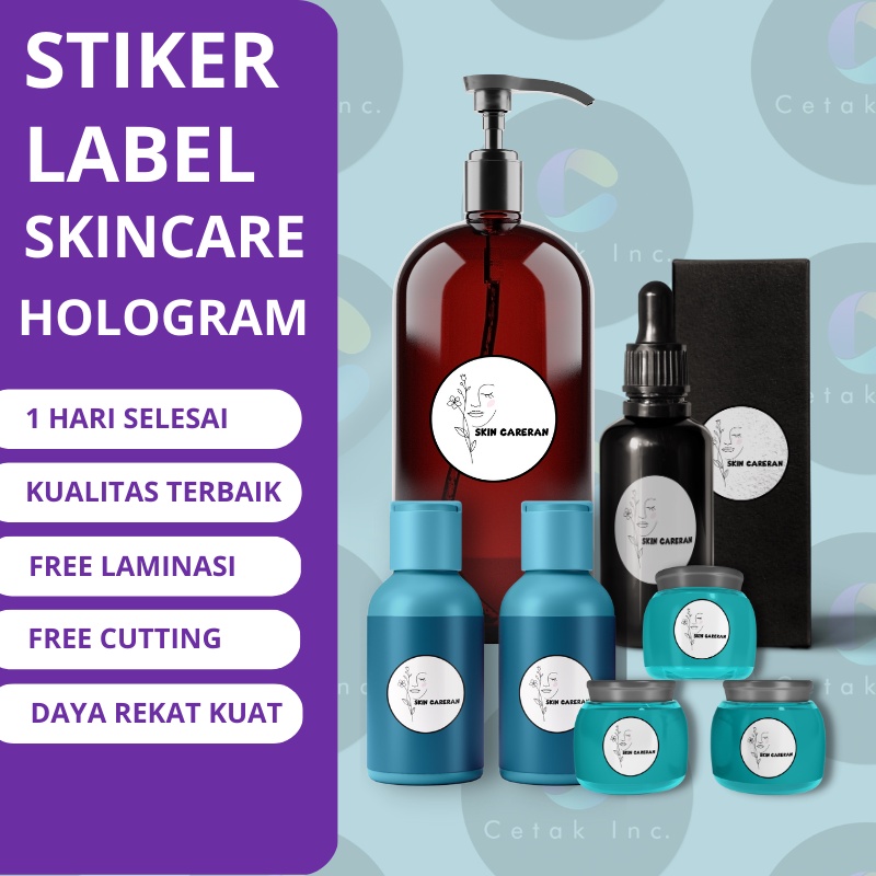 Jual Stiker Label Produk Skincare Kecantikan Bahan Vinyl Hologram ...