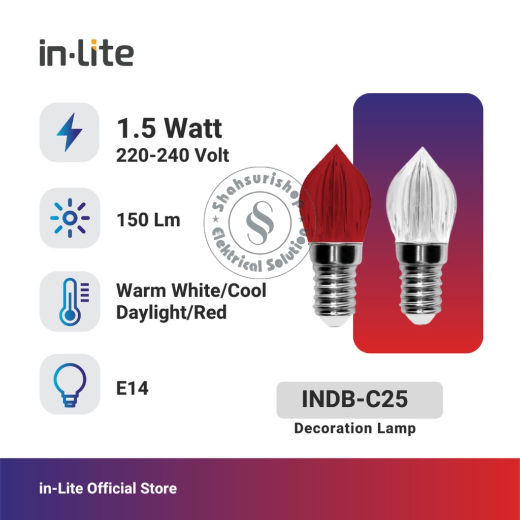 Jual IN-LITE E14 INDB-C25 LAMPU DEKORASI LED LAMPU CABE BOHLAM CANDLE 1 ...
