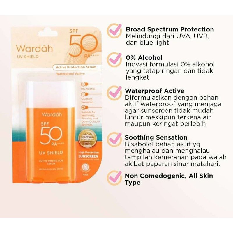 Jual WARDAH UV SHIELD ACTIVE PROTECTION SERUM SPF+++ 35 ML | Shopee ...