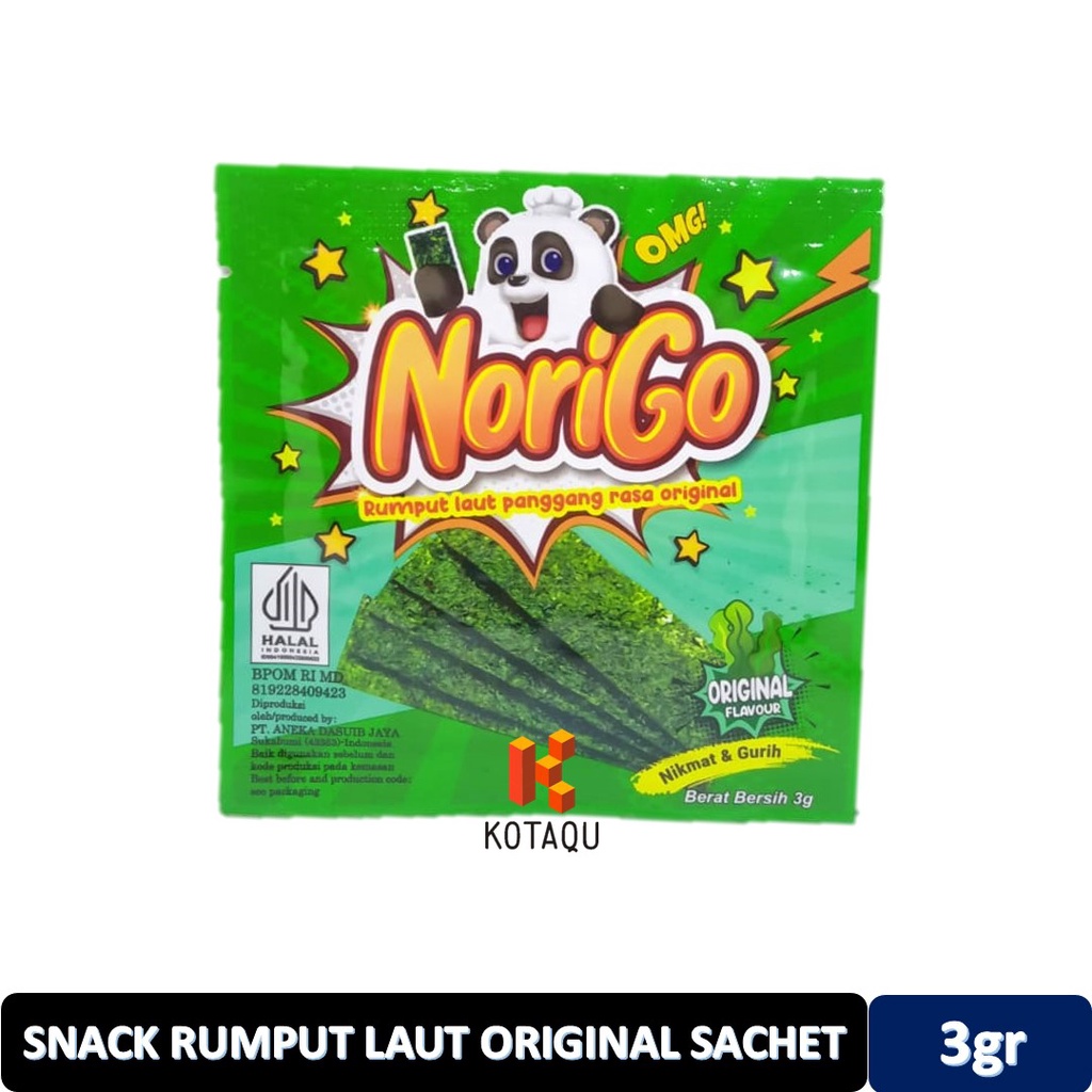 Jual Snack Rumput Laut NoriGo - Original - Barbeque Sachet 3gr | Shopee ...