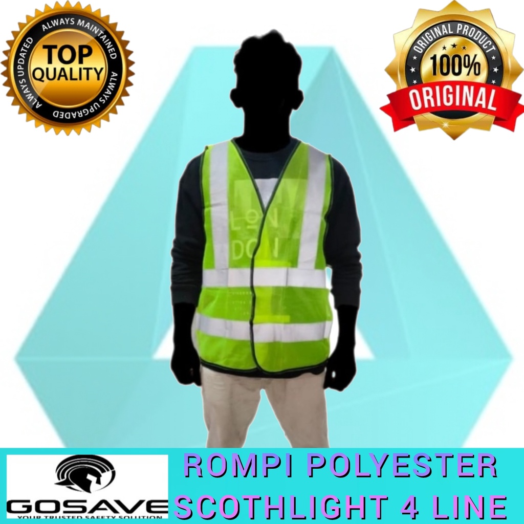 Jual Rompi Safety Proyek Hijau Polyster 4 Line Merk Gosave | Shopee ...