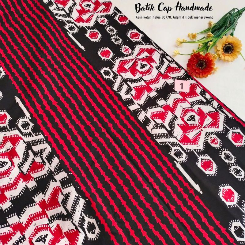 Jual Kain Batik Cap Merah Hitam Bahan Batik Merah Hitam Kain Batik ...