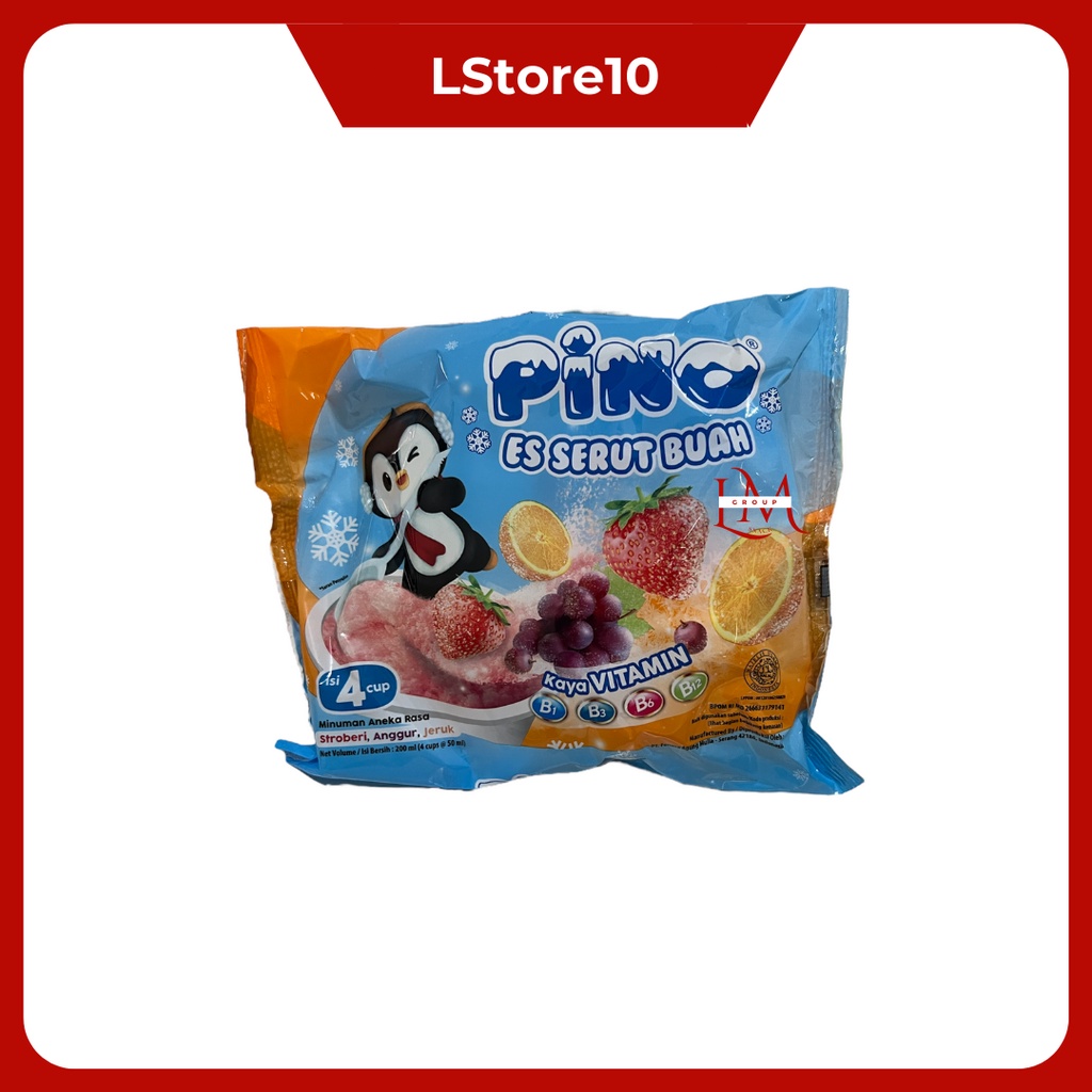 Jual Pino Ice Cup Es Serut Buah Rasa Stroberi,Anggur, Jeruk 1 Pack isI ...
