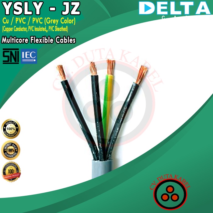 Jual Kabel YSLY-JZ 4x0,5 mm2 (50m) DELTA 4x0,5 mm2/4x0.5 mm2/4x0,5mm2/4 x 0,5 mm2/4x0,5mm2 ...