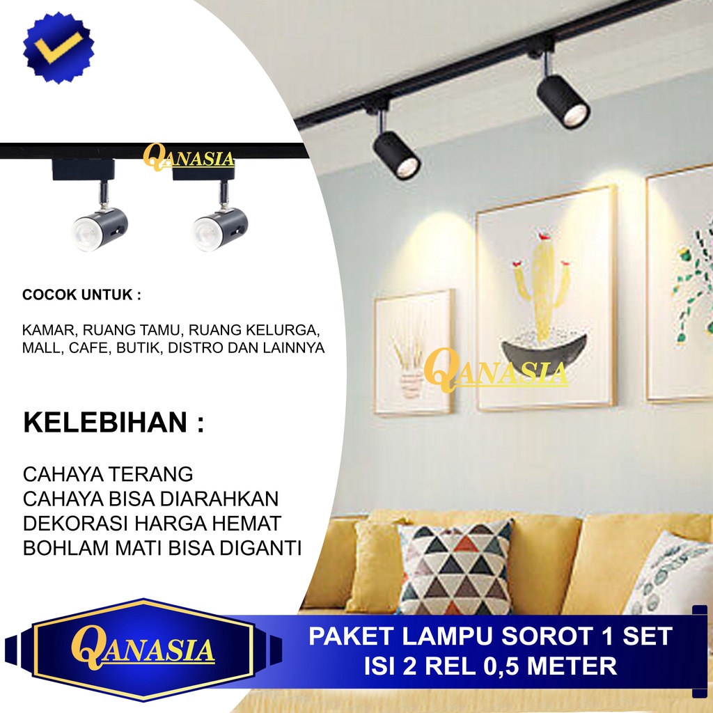Jual Set 2 Spotlight Tracklight LED 50CM - Lampu Sorot Rel Plafon E27 MR16 Hitam Putih | Shopee ...