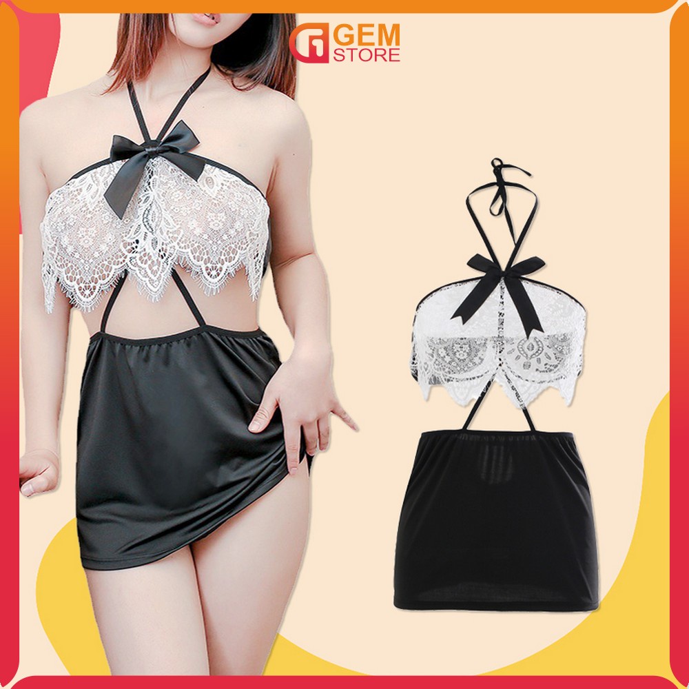 Jual Baju Tidur Lingerie Wanita Set Cosplay Gaun Mini Halter Seksi Dewasa Dress Wanita / Set ...