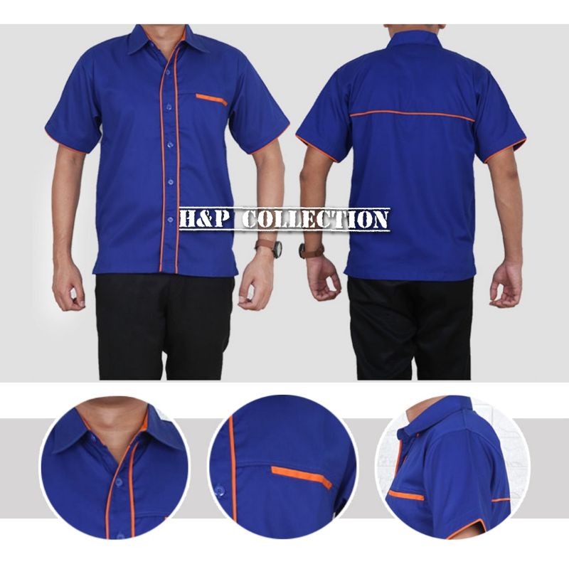 Jual Enzino Kemeja Seragam Kerja Ep-02 Kemeja Putih Lis Hitam / Kemeja ...