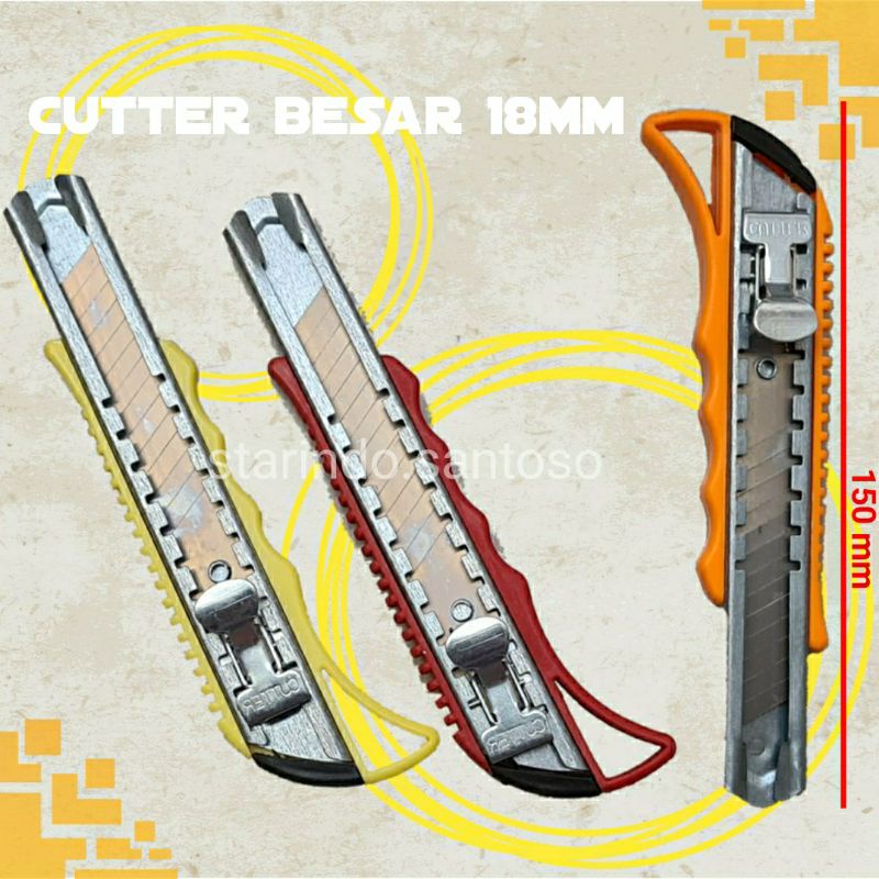 Jual CUTTER BESAR 18 MM silet pisau cuter pemotong serbaguna kertas ...
