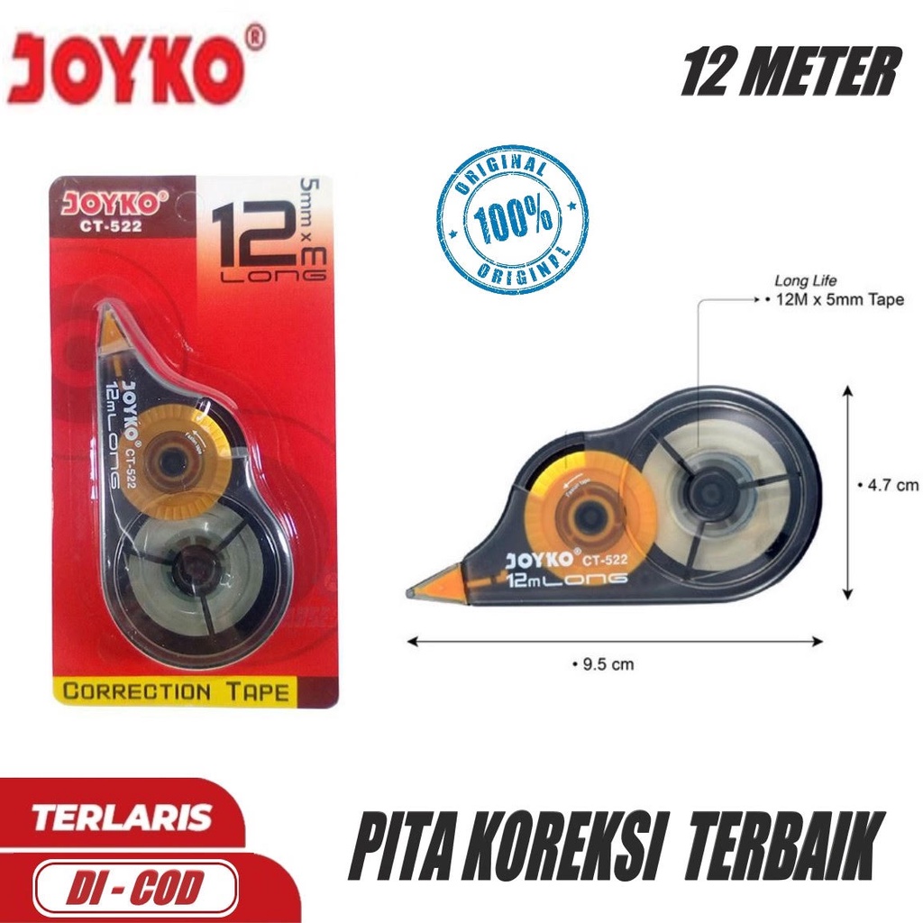 Jual Tip-Ex Kertas Joyko Ct 522 / Tipex Kertas Roll Panjang 12 Meter ...